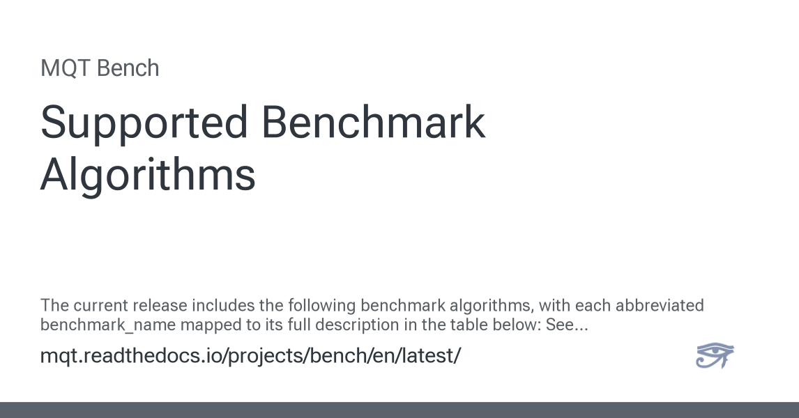 Supported Benchmark Algorithms - MQT Bench 2.2.3.dev14 documentation