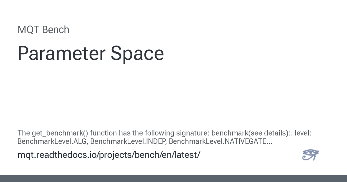 Parameter Space - MQT Bench 2.2.3.dev7 documentation