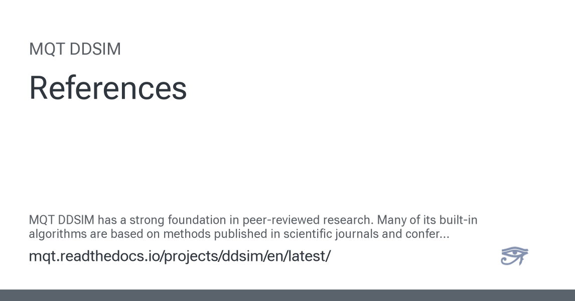 References - MQT DDSIM 2.3.1.dev5 documentation