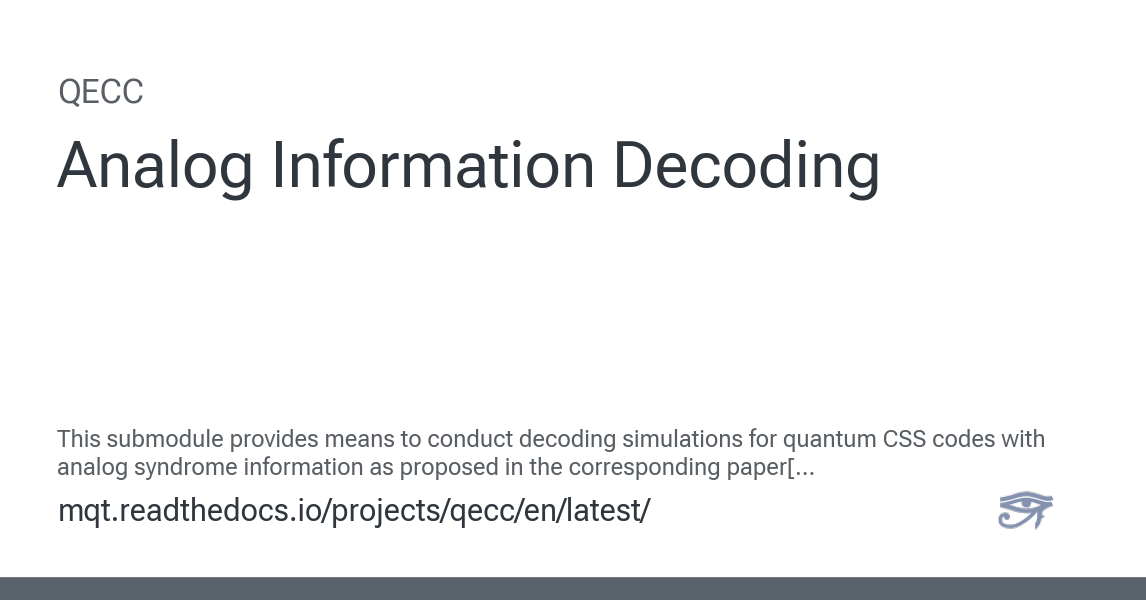 Analog Information Decoding - QECC 1.9.1.dev294 documentation