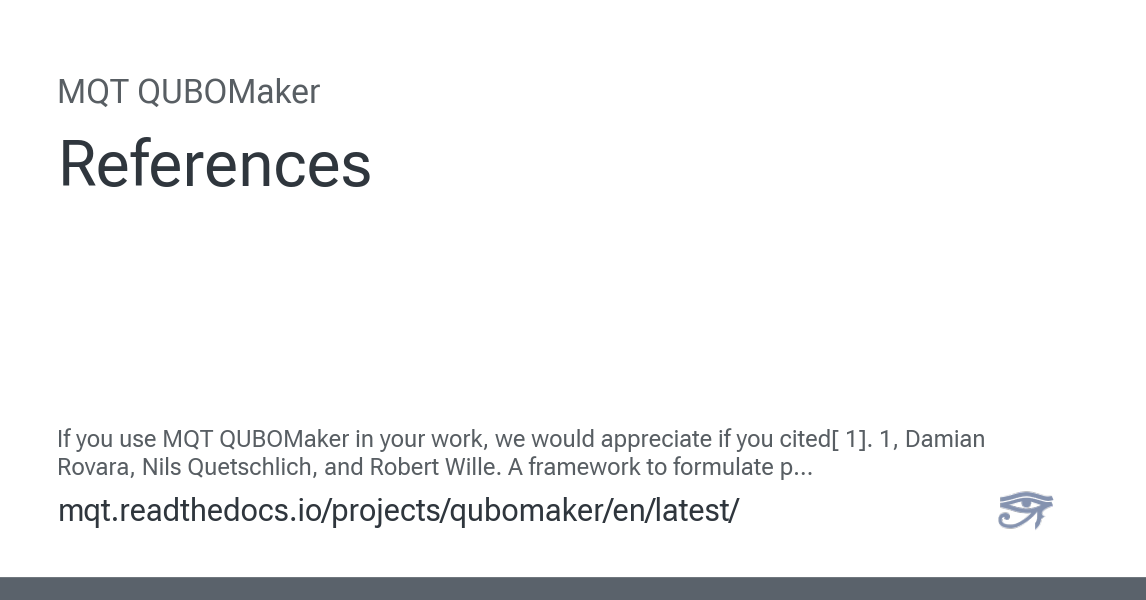 References - MQT QUBOMaker 0.1.dev50 documentation