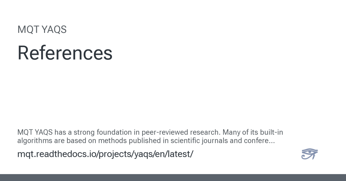 References - MQT YAQS 0.5.1.dev55 documentation